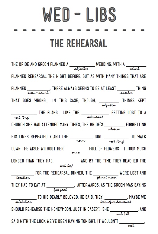 The Rehearsal 14 Free Fun And Printable Wedding Mad Libs POPSUGAR 