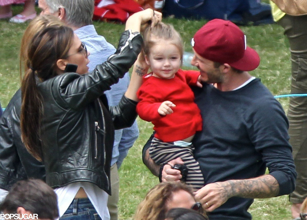 David and Victoria Beckham brought their daughter, Harper, to watch ...