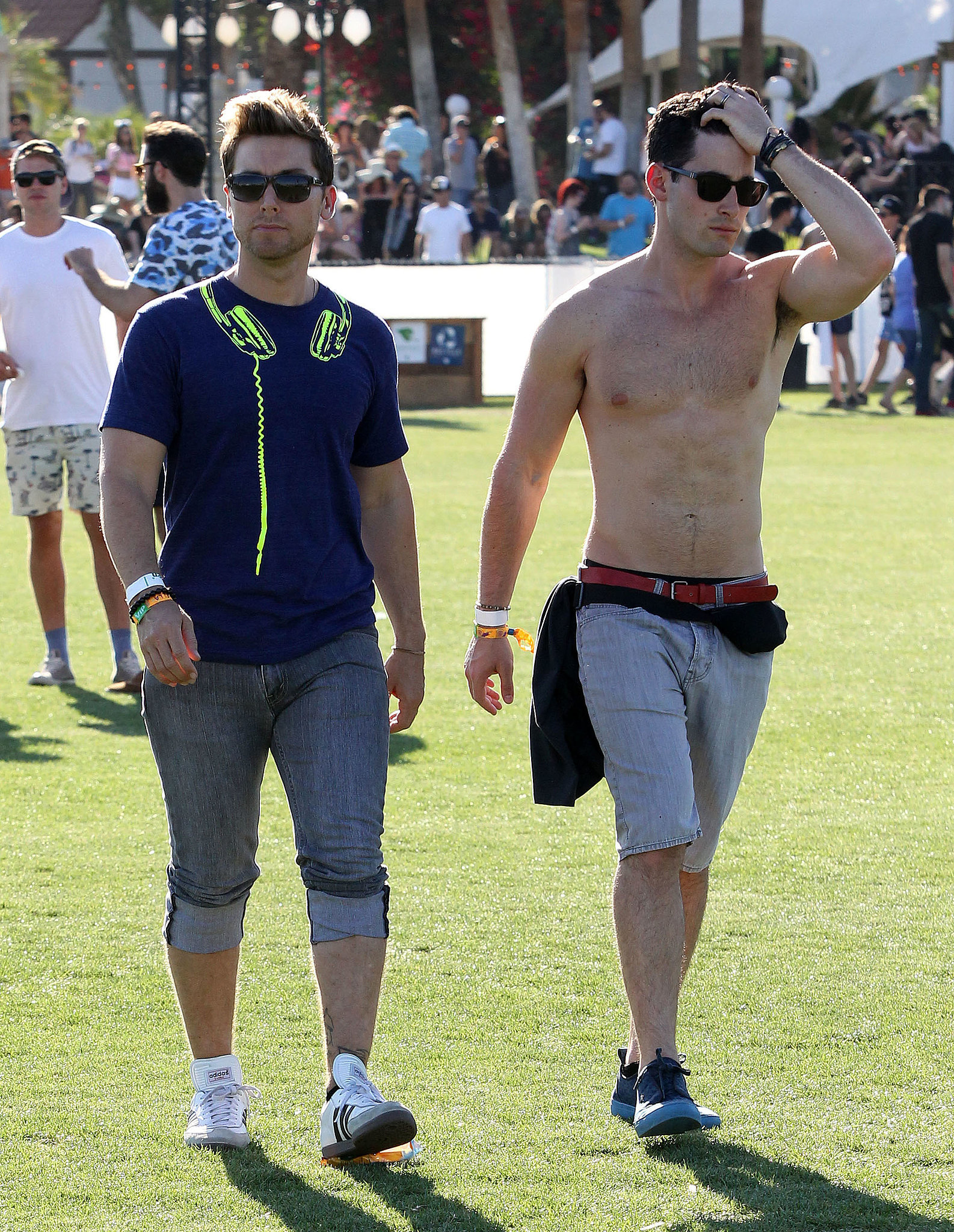 Lance Bass took a stroll with his shirtless fiancé, Michael Turchin ...